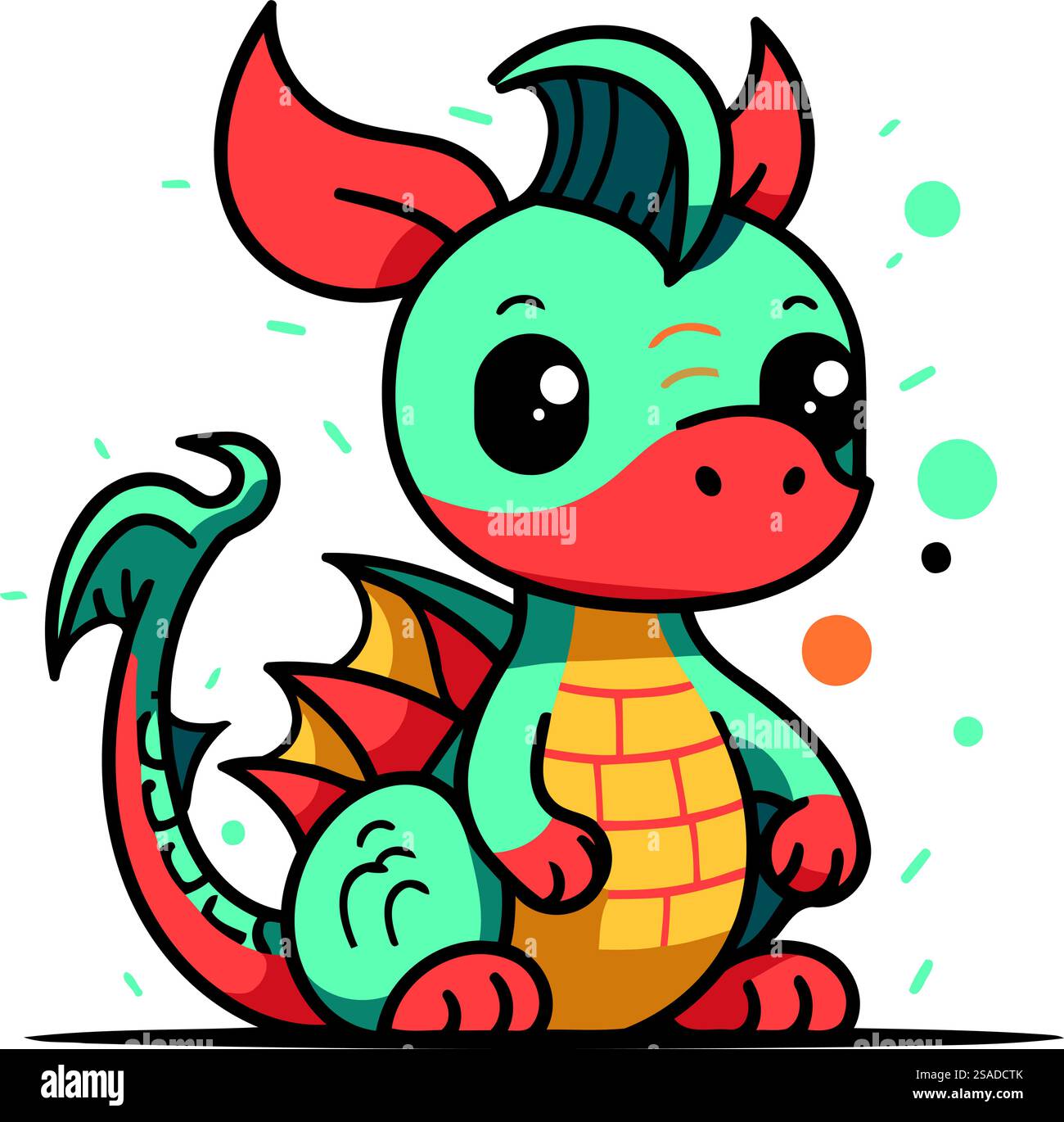Cute cartoon dragon. Vector illustration in a flat style. Isolated on ...
