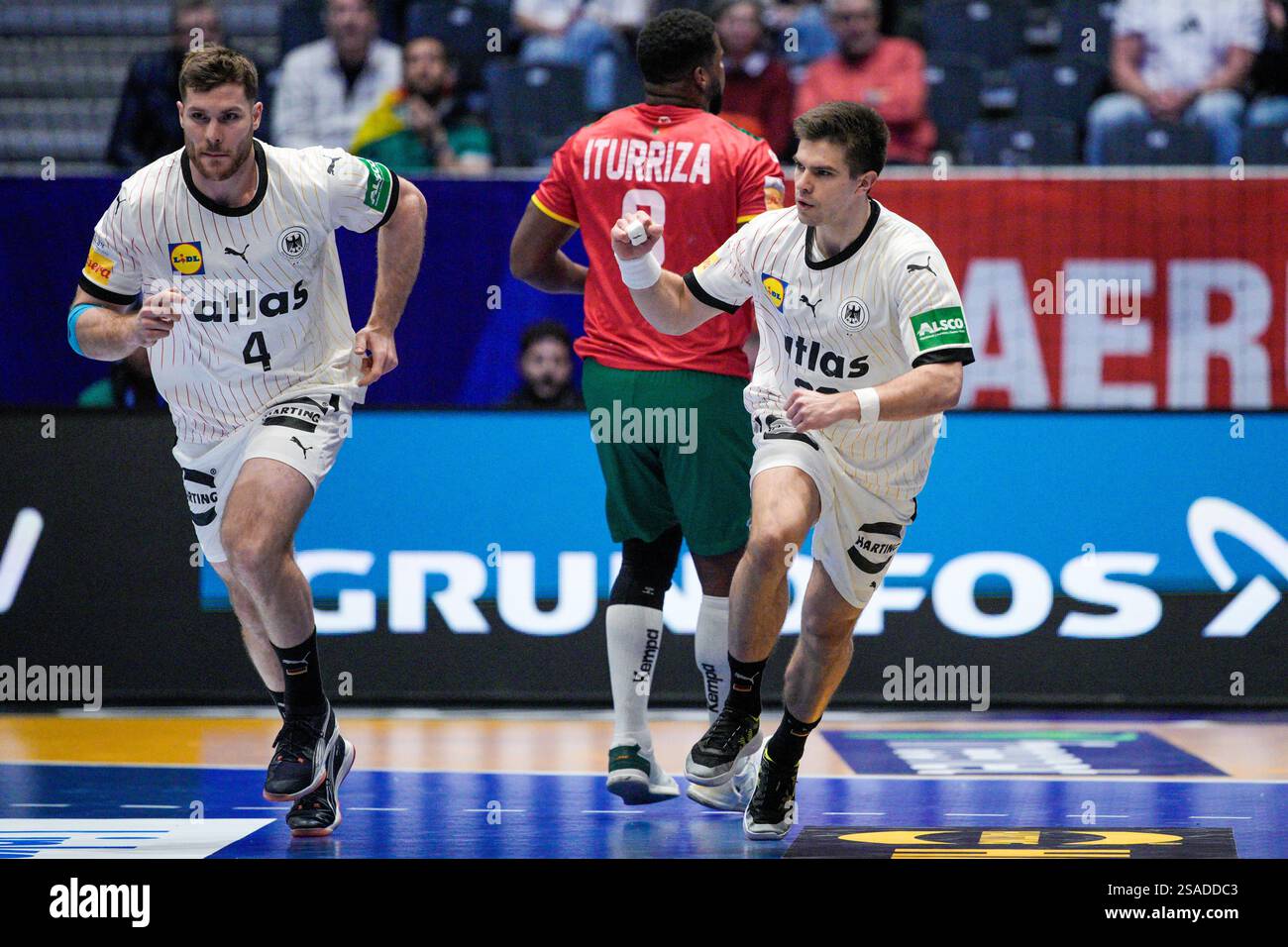 Fornebu 20250129. Germany's Renars Uscins during the quarter-final of ...