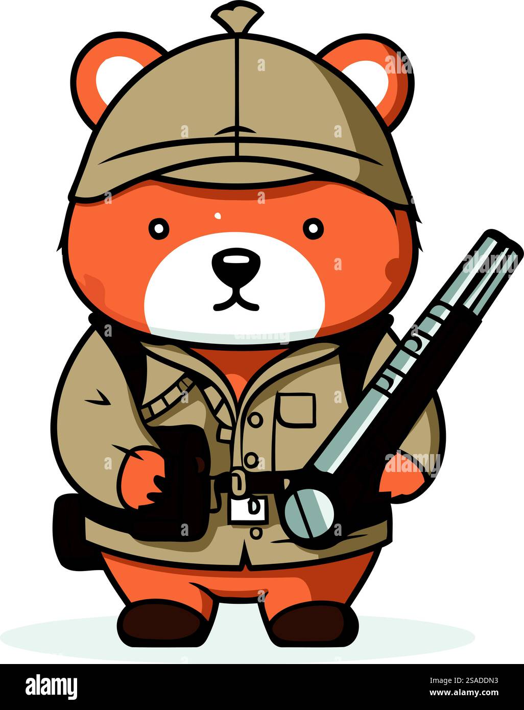 Cute bear in a military uniform with a gun. Vector illustration Stock ...