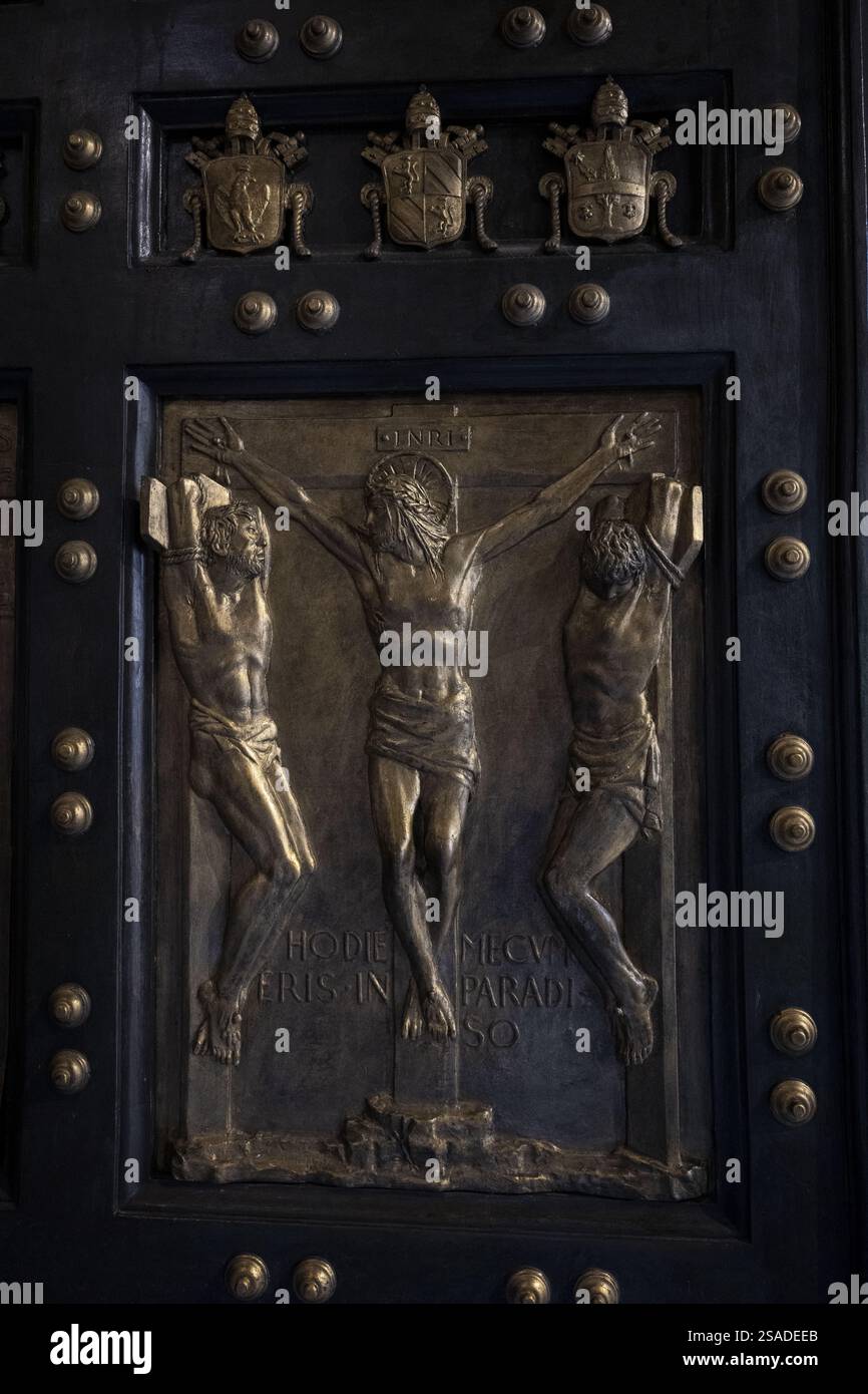 Detail of the Holy Door of St. Peter's Basilica open during the 2025 ...