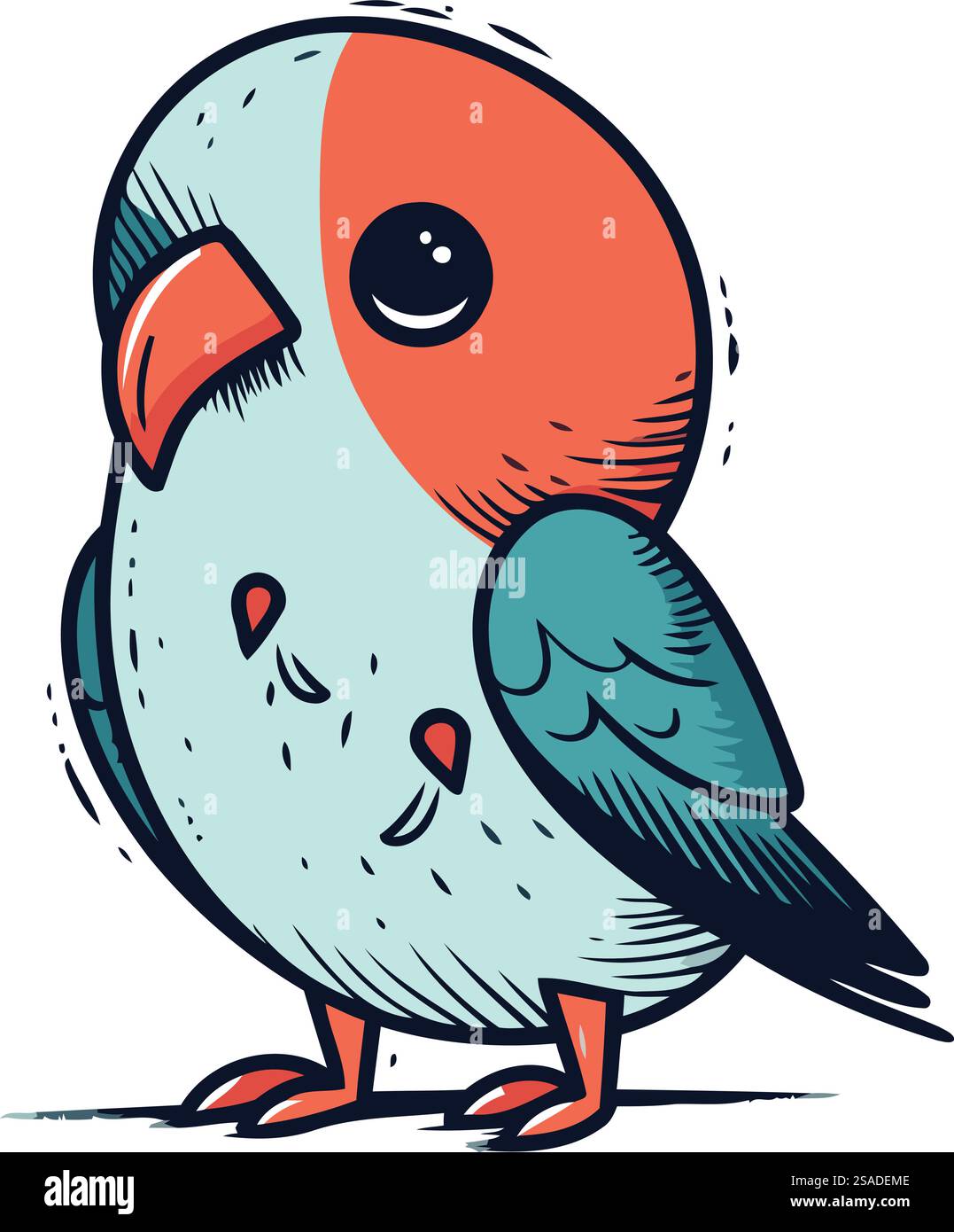 Cute cartoon parrot. Hand drawn vector illustration isolated on white ...