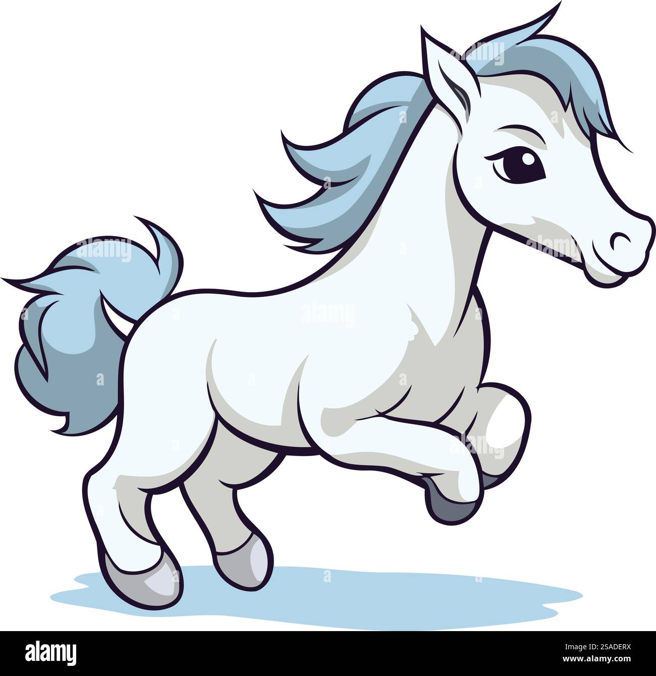 Cute cartoon pony isolated on a white background. Vector illustration ...