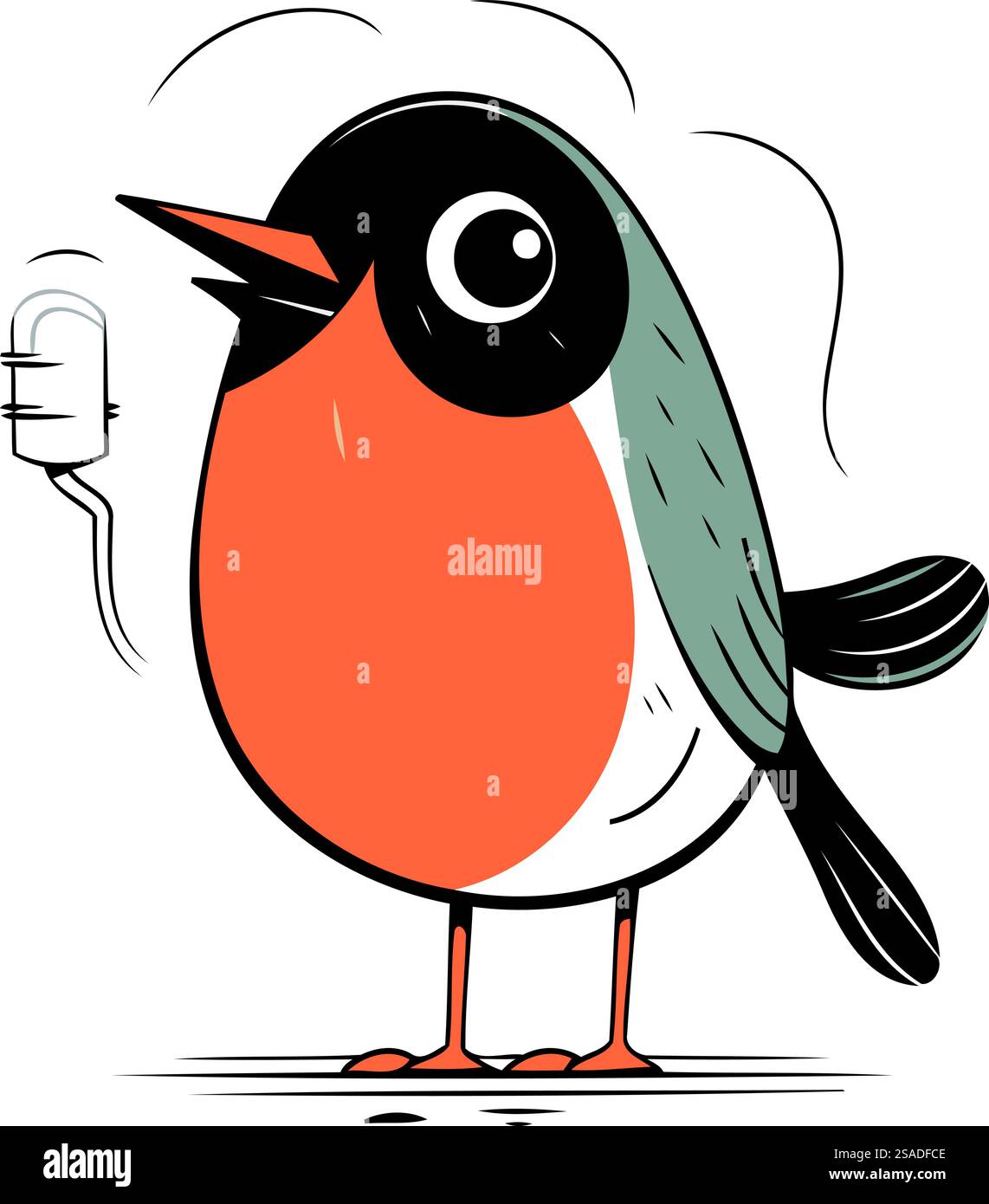 Funny cartoon robin. Vector illustration isolated on white background ...