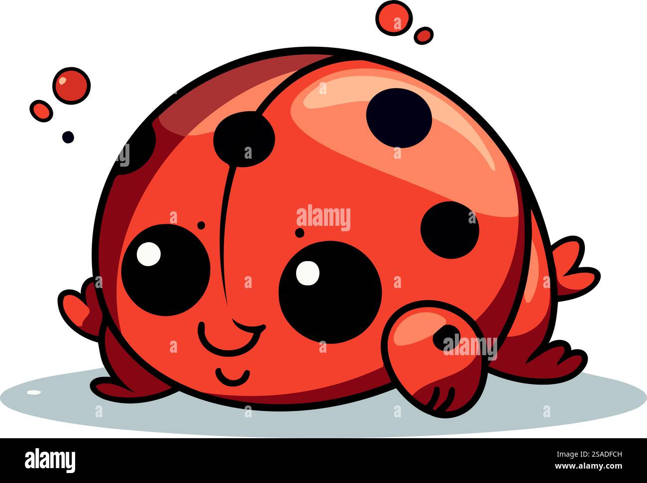Cute cartoon ladybug on white background. Cute vector illustration ...