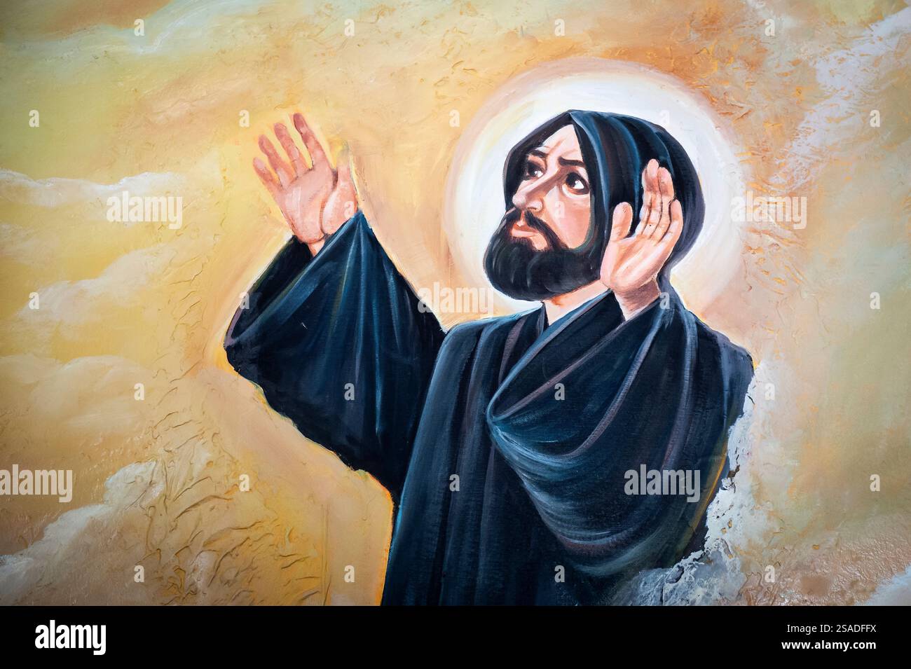 Fresco of Saint Nimatullah Kassab Al-Hardini in Saint Charbel's house ...