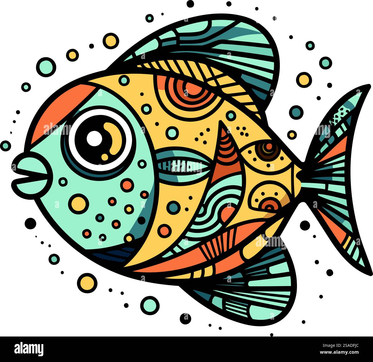 Cute fish. Hand drawn vector illustration in doodle style Stock Vector ...