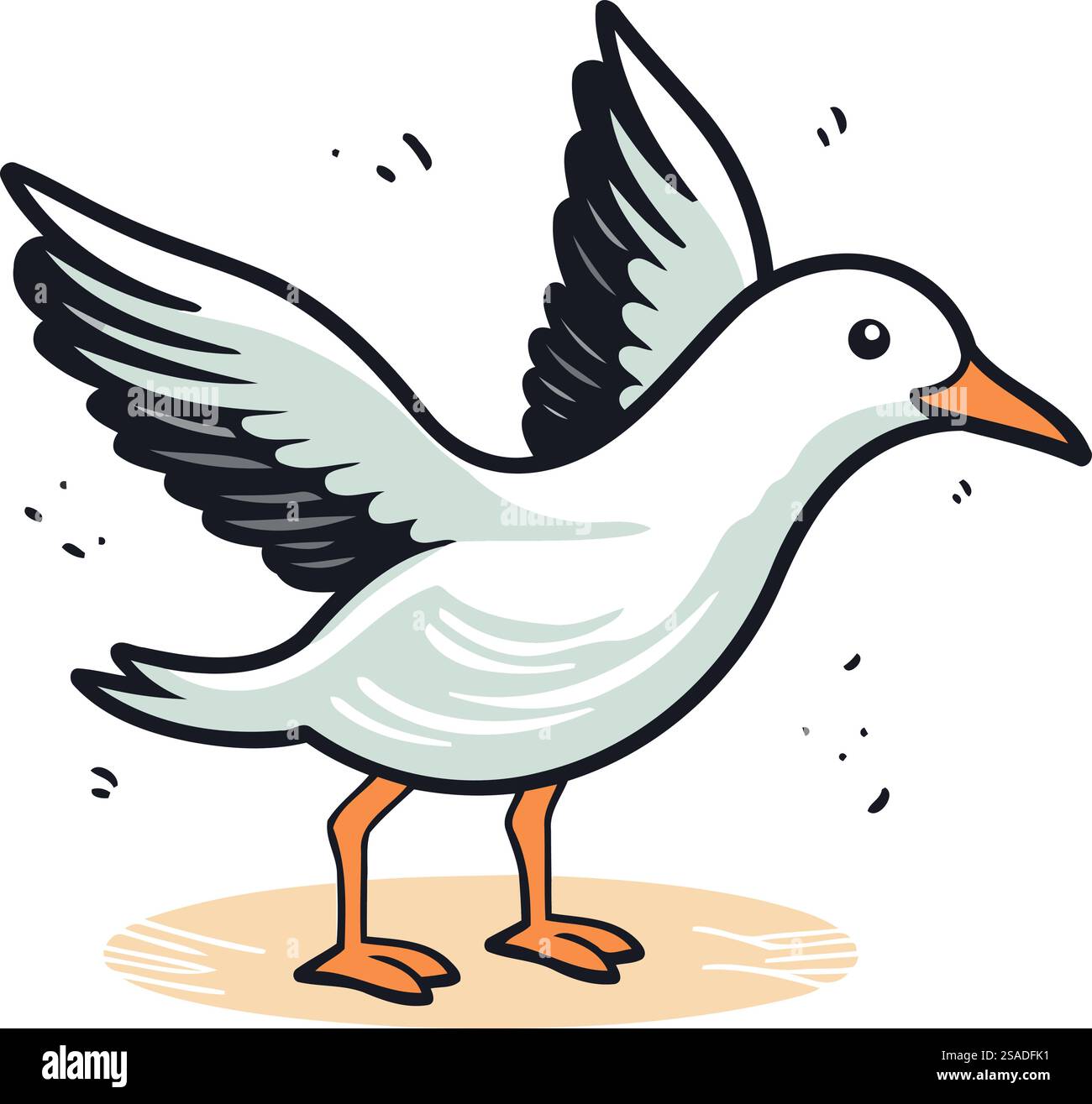 Flying seagull. Vector illustration isolated on a white background ...