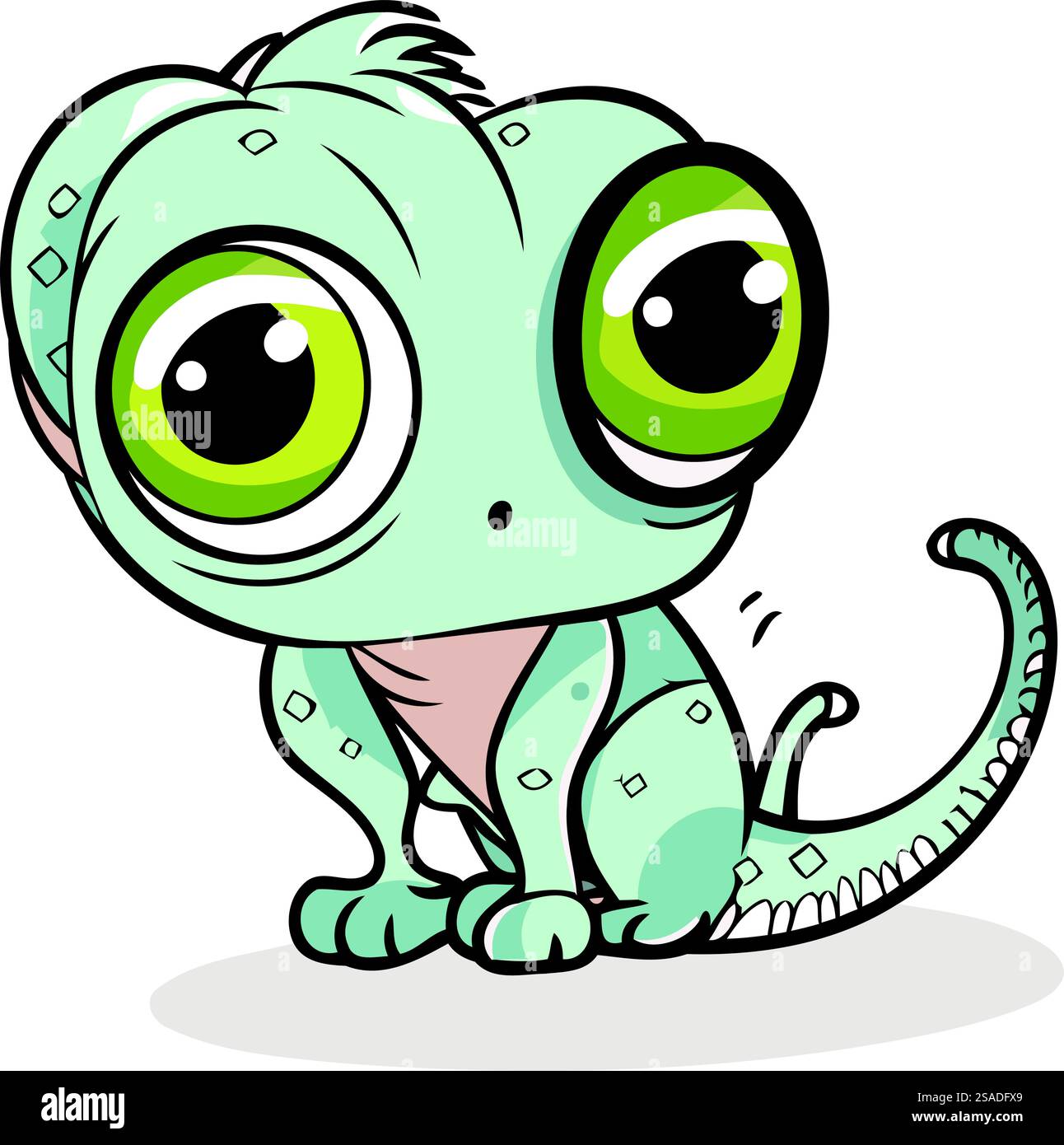 Cute cartoon little lizard isolated on white background. Vector ...