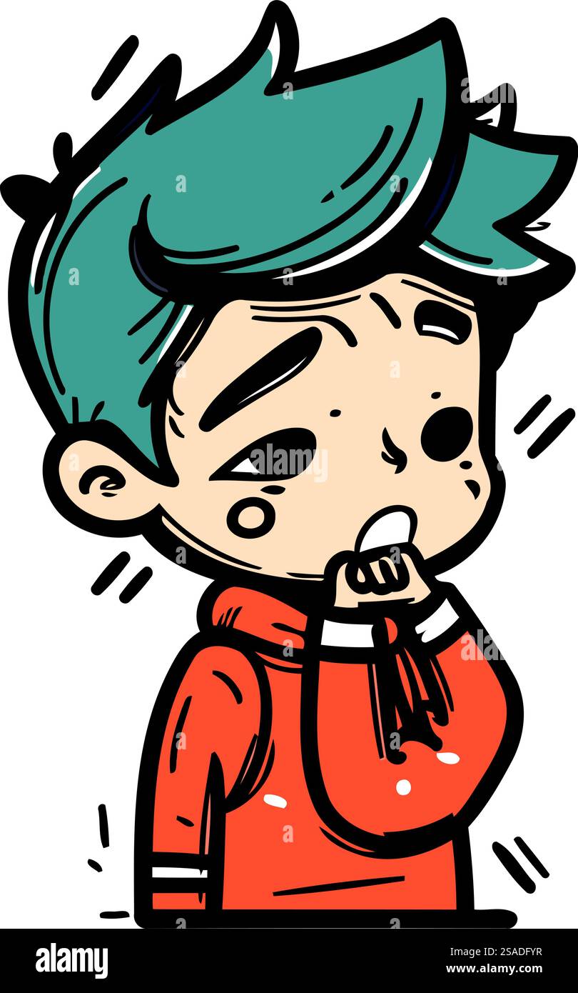 Illustration of a boy coughing. Vector illustration on white background ...