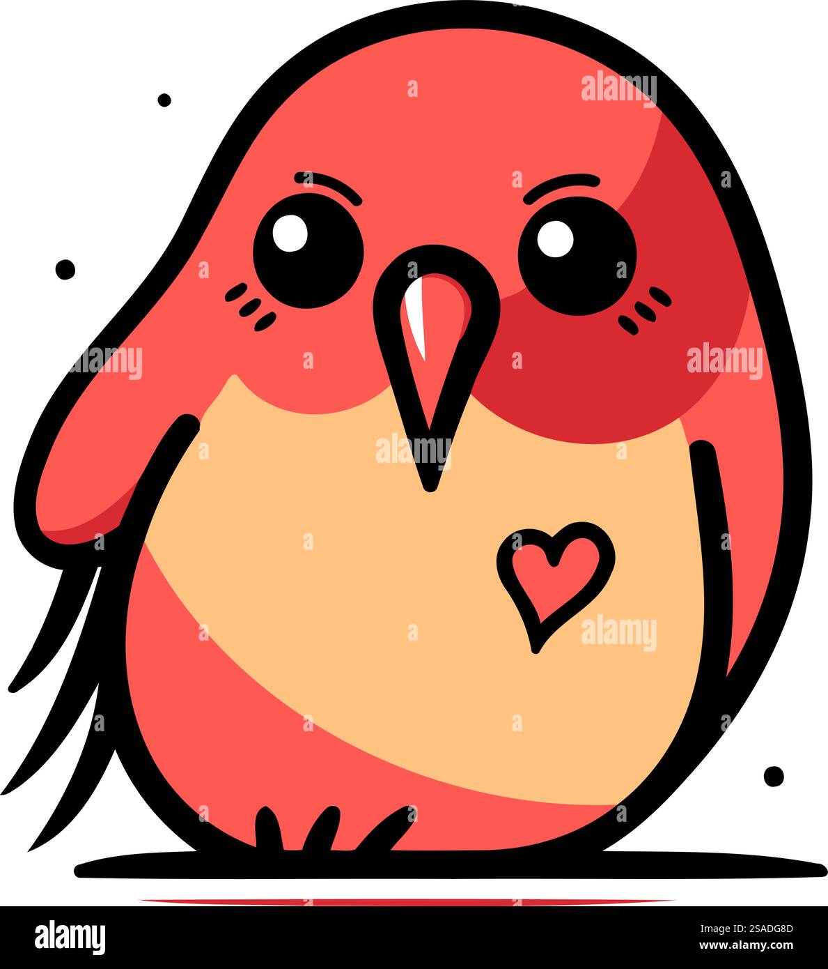 Cute cartoon bird with heart in its beak. Vector illustration Stock ...
