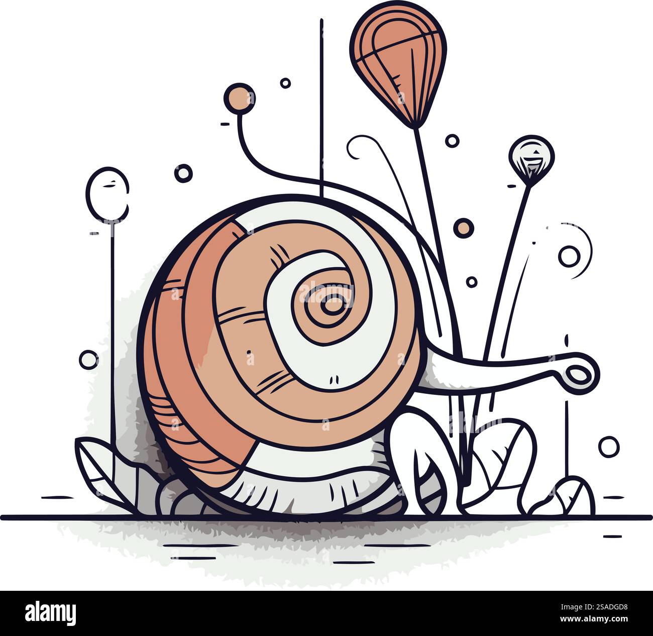 Vector illustration of snail in doodle style on white background Stock ...