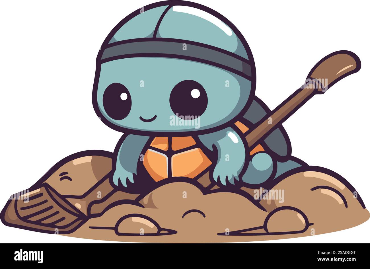 Cartoon turtle playing a game of ice hockey. Vector illustration Stock ...