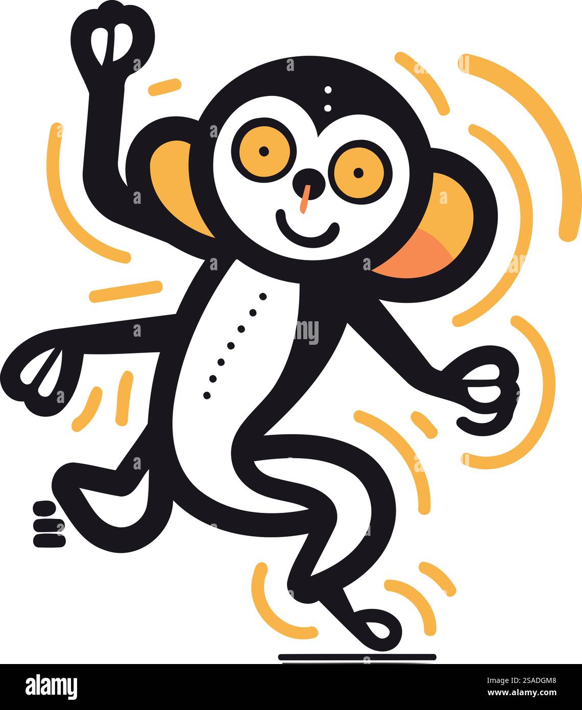 Monkey running on a white background. Vector illustration in cartoon ...