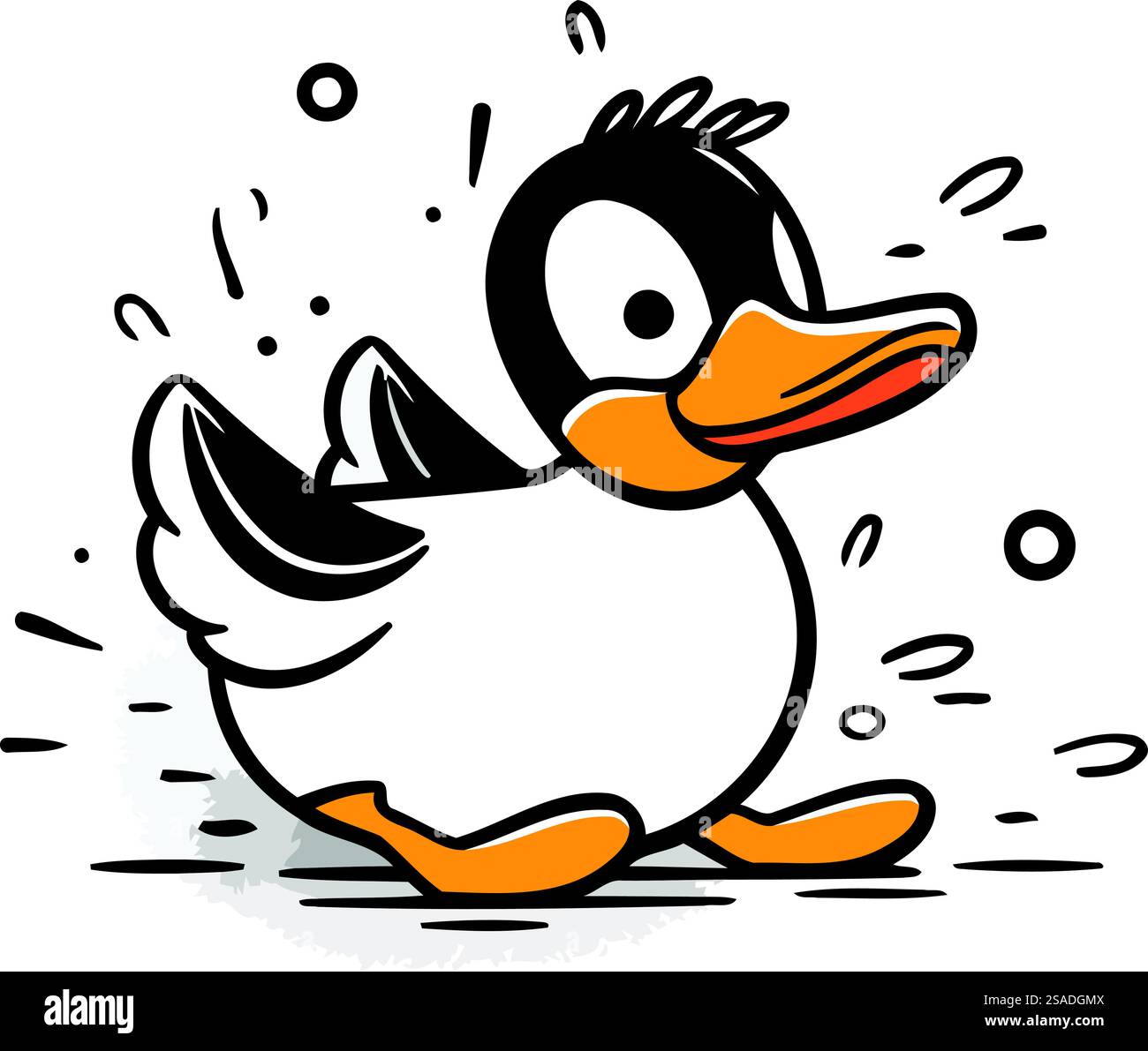 Cartoon funny duck. Vector illustration. Isolated on white background ...