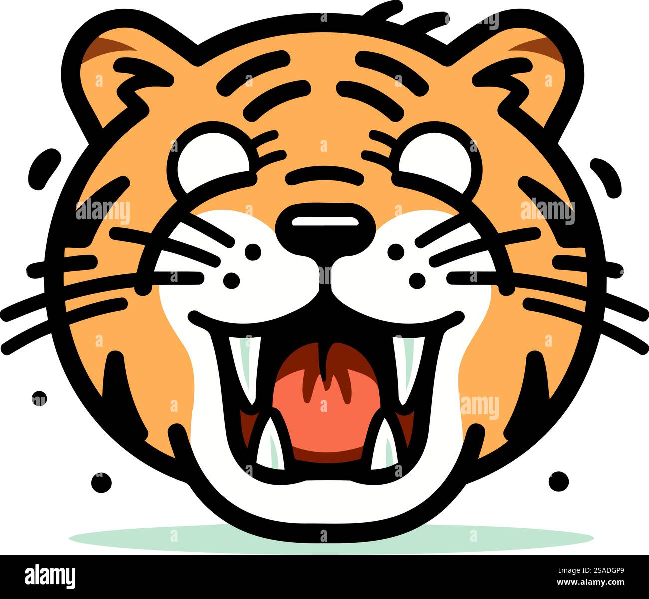 Vector illustration of funny tiger face. Isolated on white background ...