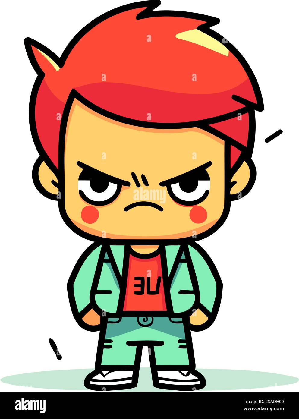 Angry little boy cartoon character. Vector illustration in flat design ...