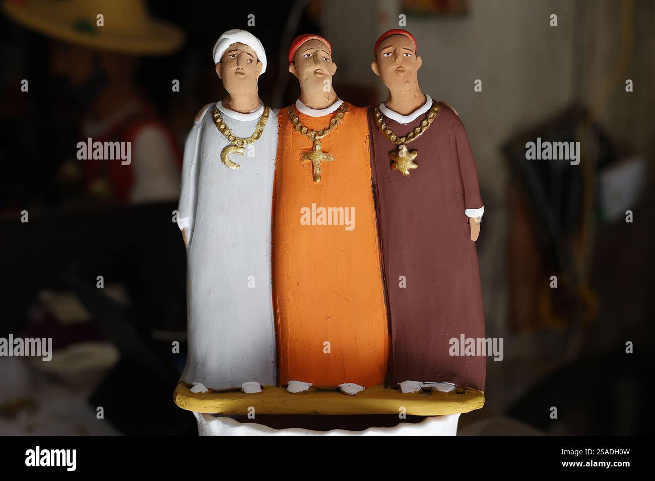 Statue made by a potter in Oulja, Morocco : a muslim, a christian and a ...