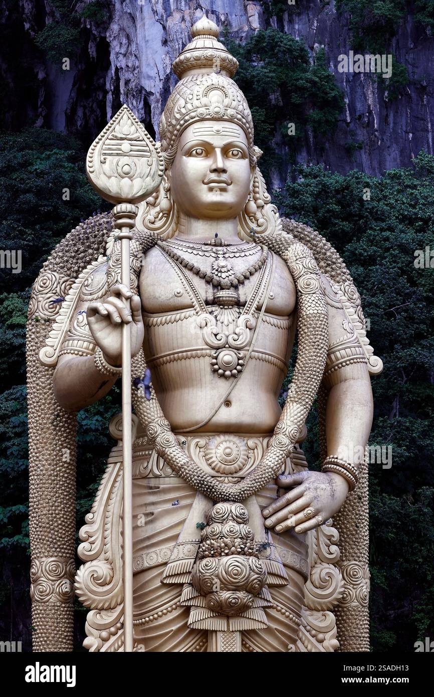 Murugan the Hindu God of war and victory. Massive statue at Batu Caves ...