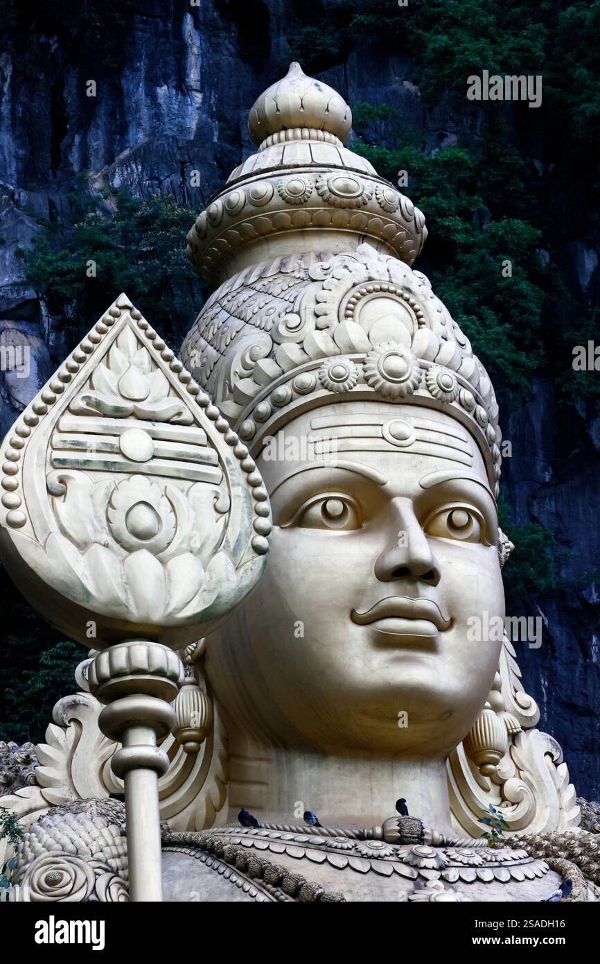 Murugan the Hindu God of war and victory. Massive statue at Batu Caves ...