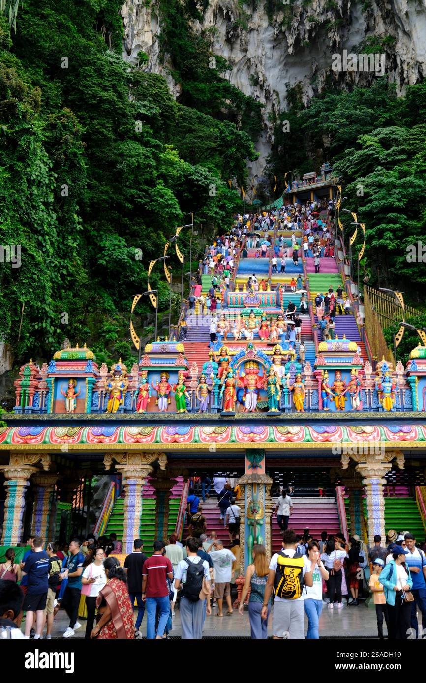 The multi-coloured steps at Batu Caves Hindu Temple. Pilgrimage. Kuala ...
