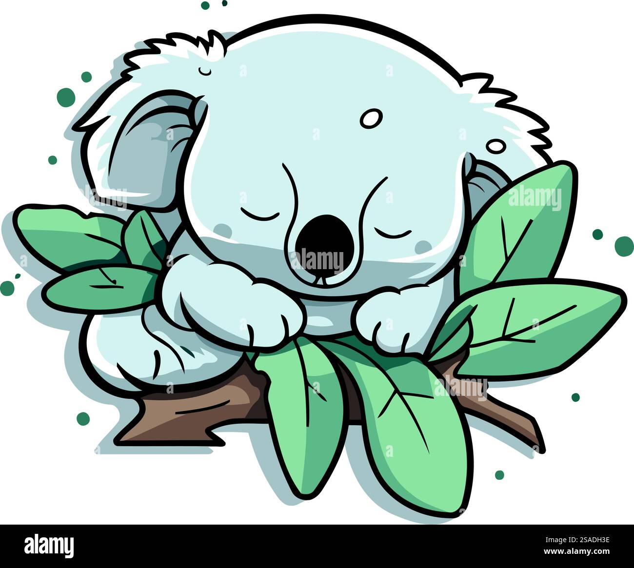 Cute cartoon koala sleeping on a branch. Vector illustration Stock ...