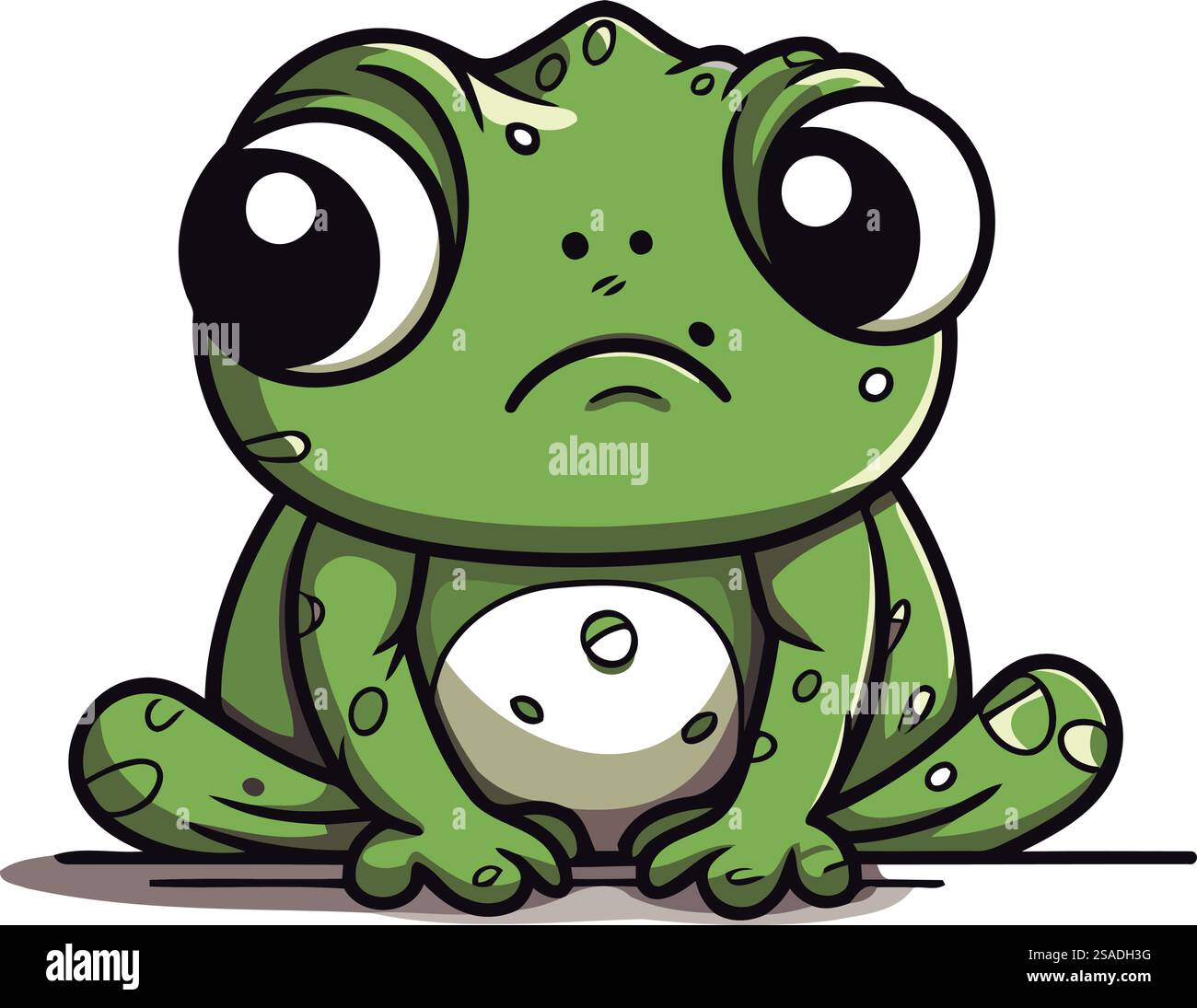 Frog with sad eyes. Vector illustration isolated on white background ...