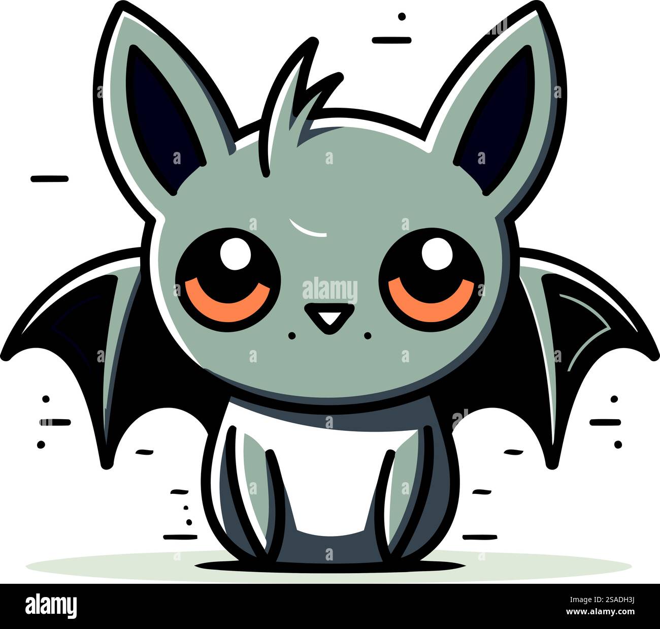 Cute cartoon bat with big eyes. Vector illustration in flat style Stock ...
