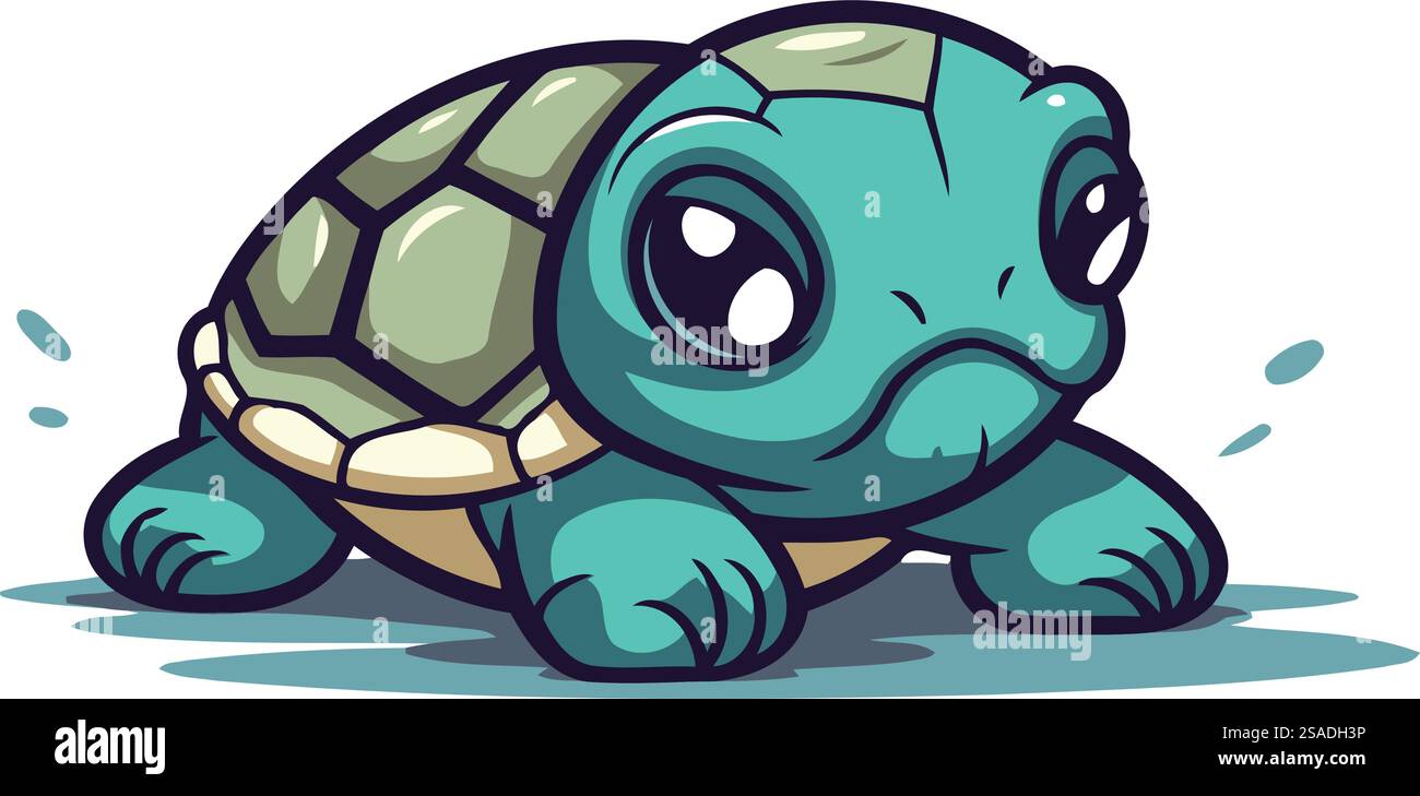 Cute cartoon baby turtle. Vector illustration isolated on white ...