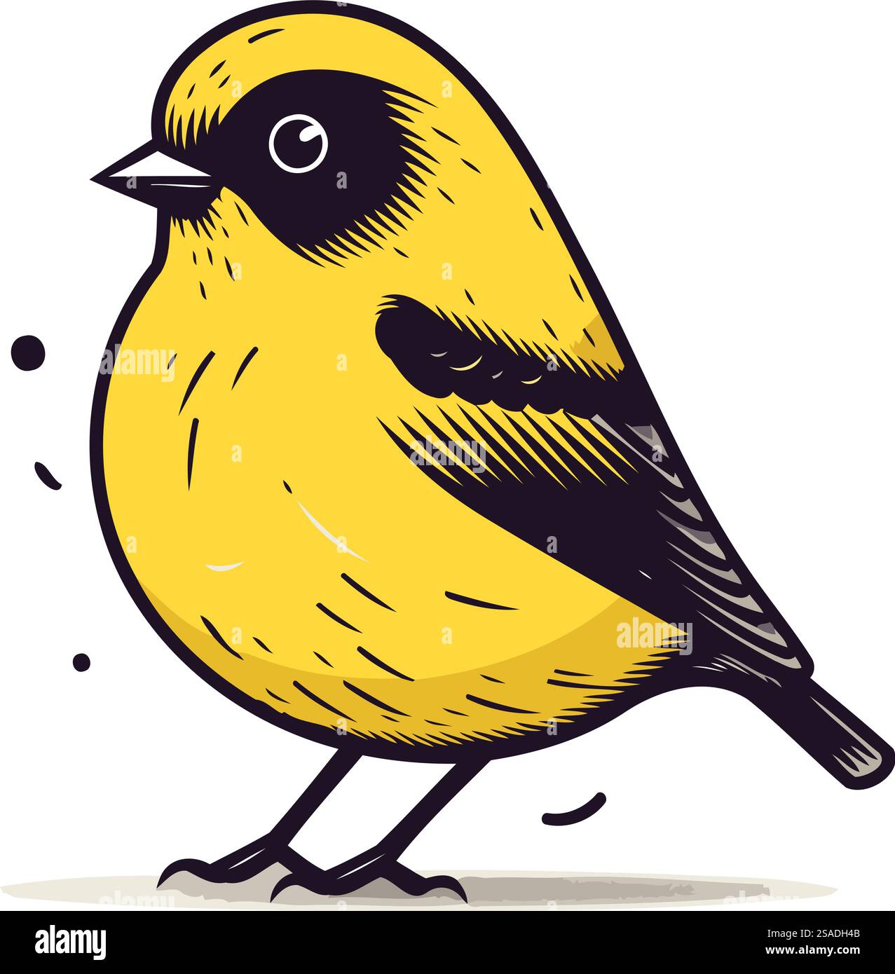 Vector illustration of a yellow bird. Isolated on white background ...
