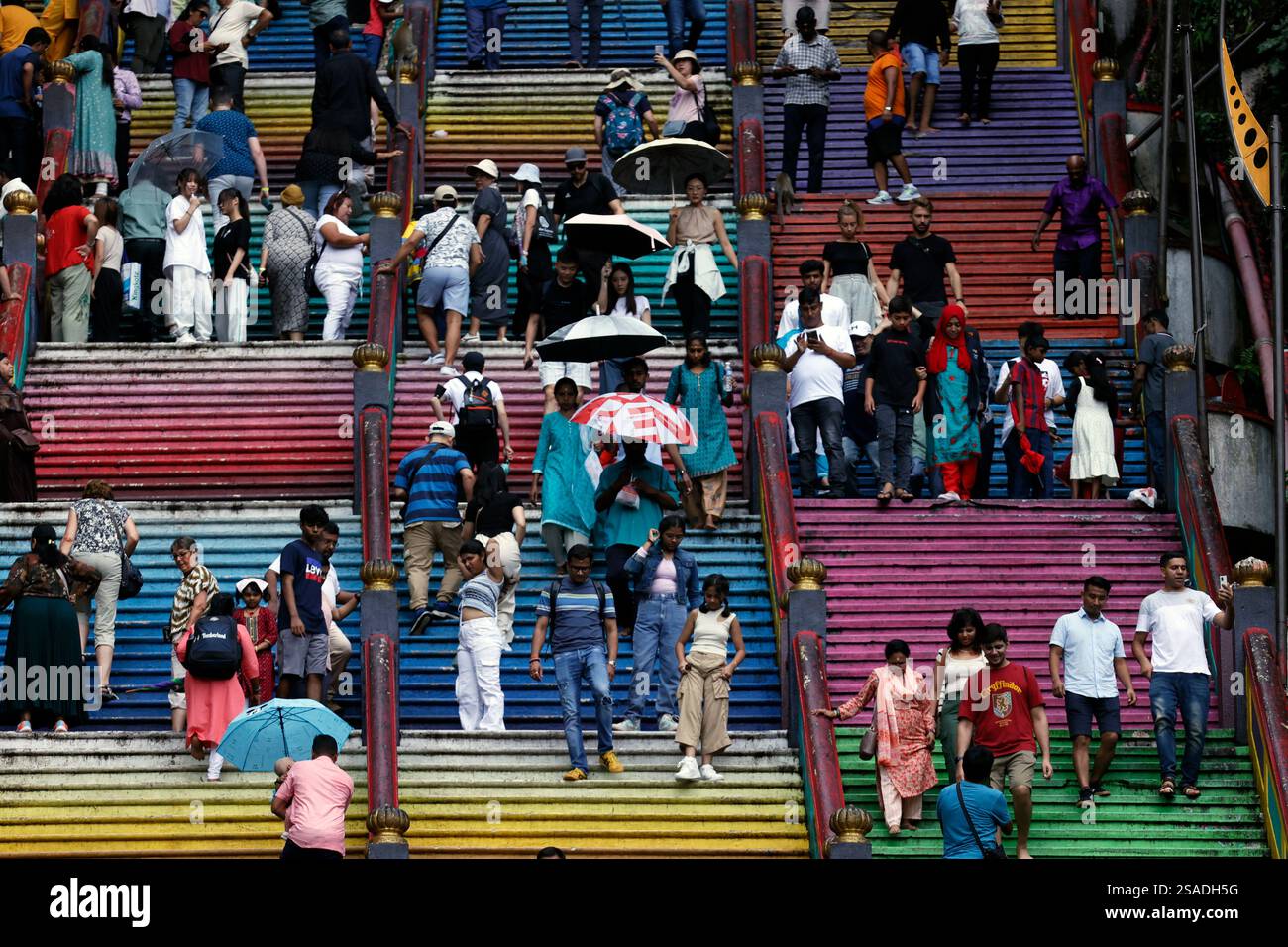 The multi-coloured steps at Batu Caves Hindu Temple. Pilgrimage. Kuala ...