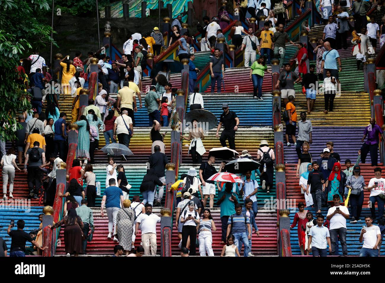 The multi-coloured steps at Batu Caves Hindu Temple. Pilgrimage. Kuala ...