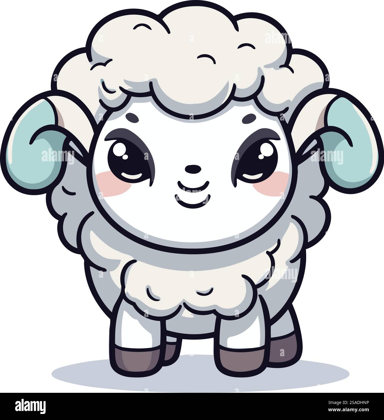 Cute Sheep Cartoon Mascot Character. Vector Illustration Stock Vector ...