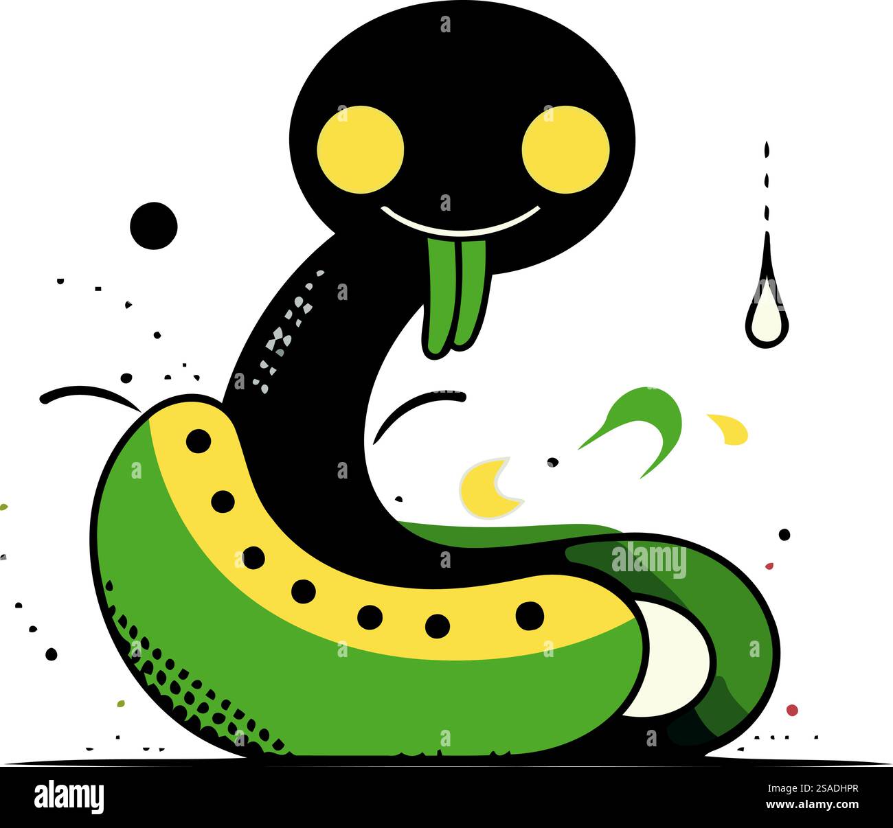 Cute cartoon snake on a white background. Vector illustration in flat ...