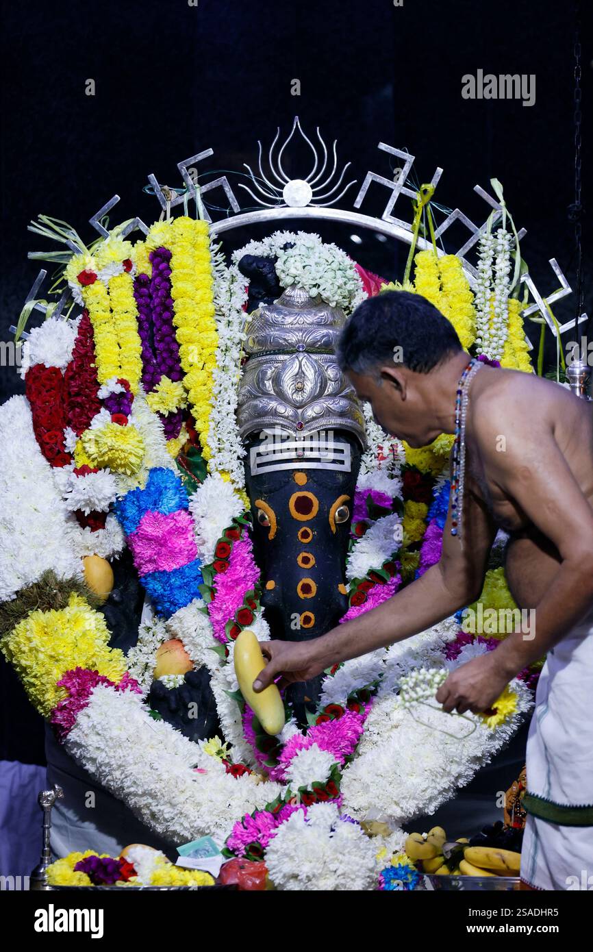 Hindu temple and shrine of Batu Caves. Hindu elephant God Ganesh ...