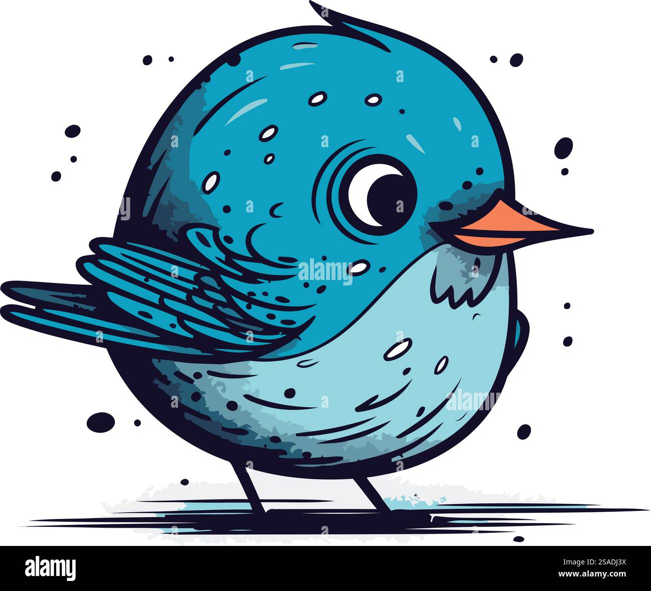 Cute blue bird isolated on white background. Cartoon vector ...