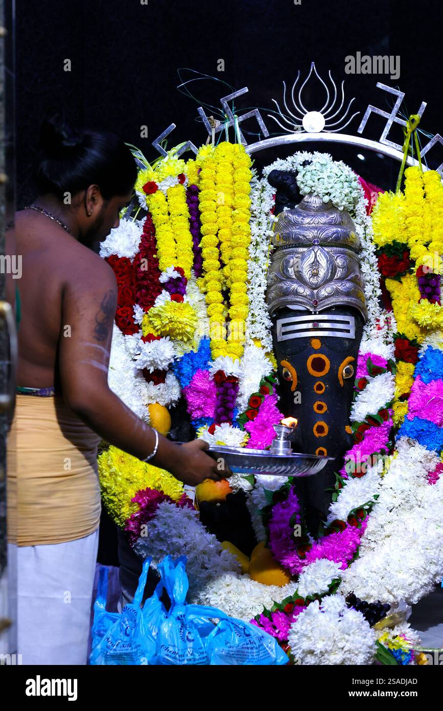 Hindu temple and shrine of Batu Caves. Hindu elephant God Ganesh ...
