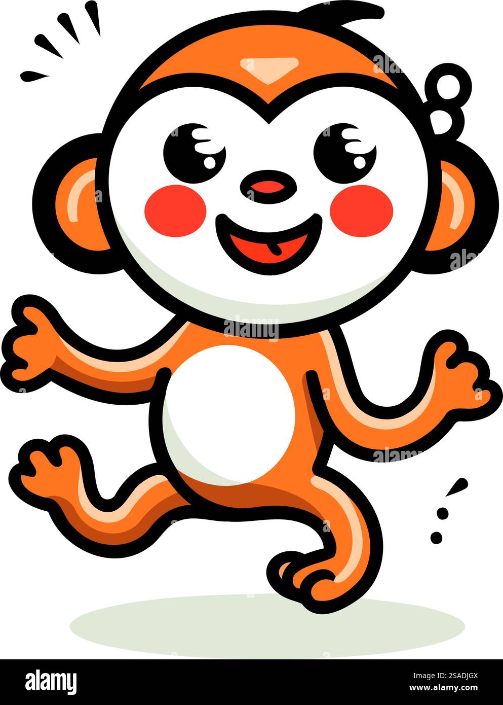 Cute cartoon monkey running. Vector illustration. Isolated on white ...