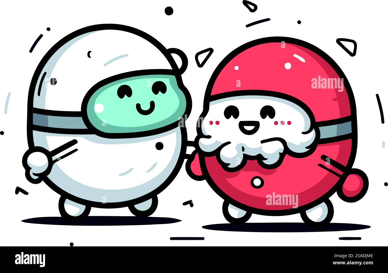 Cute cartoon robot and santa claus. Vector illustration Stock Vector ...