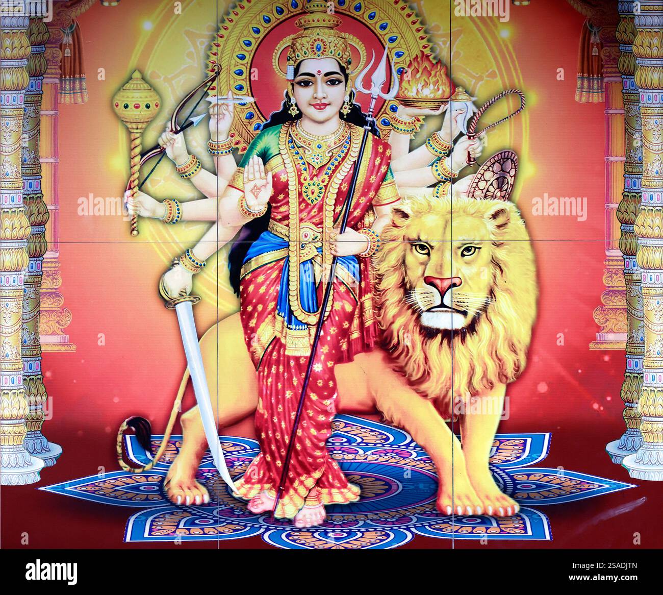 Sri Maha Mariamman Hindu Temple founded in 1873. Goddess Durga with Her ...