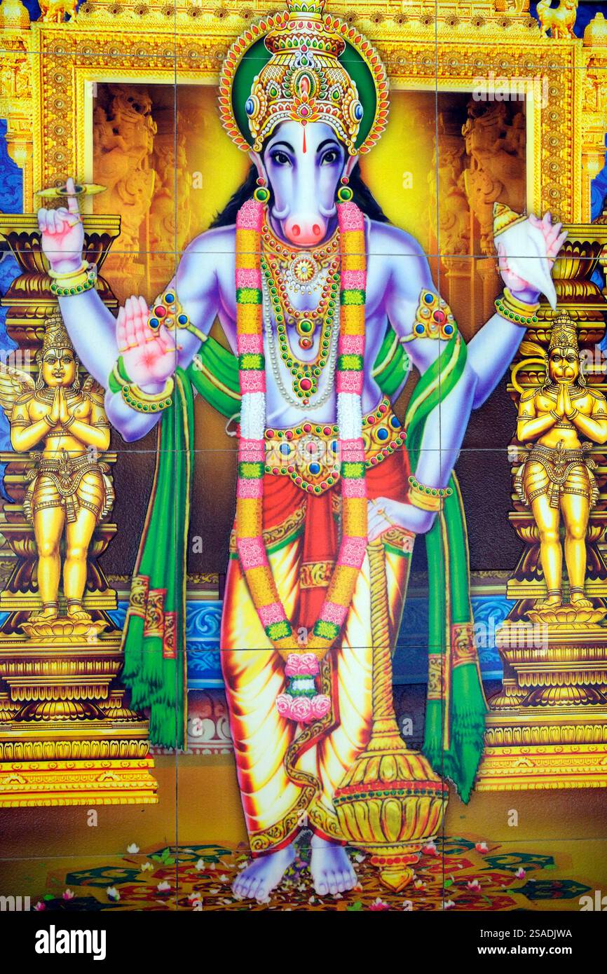 Sri Maha Mariamman Hindu Temple founded in 1873. Varaha is an avatar of ...