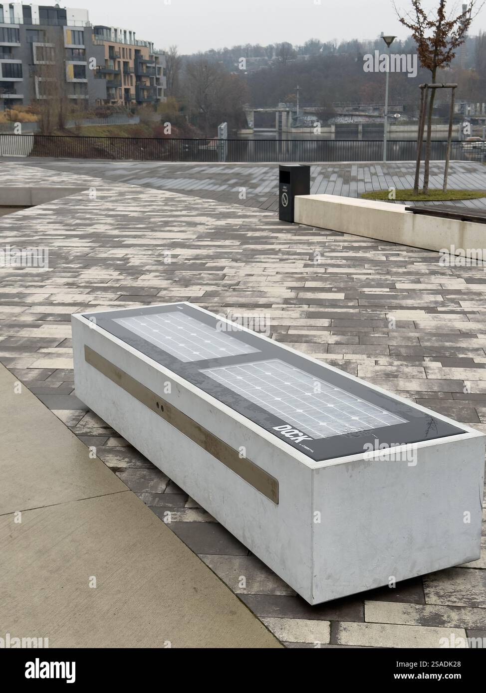 Prague, Czech republic - January 28, 2025: Modern solar-powered smart ...