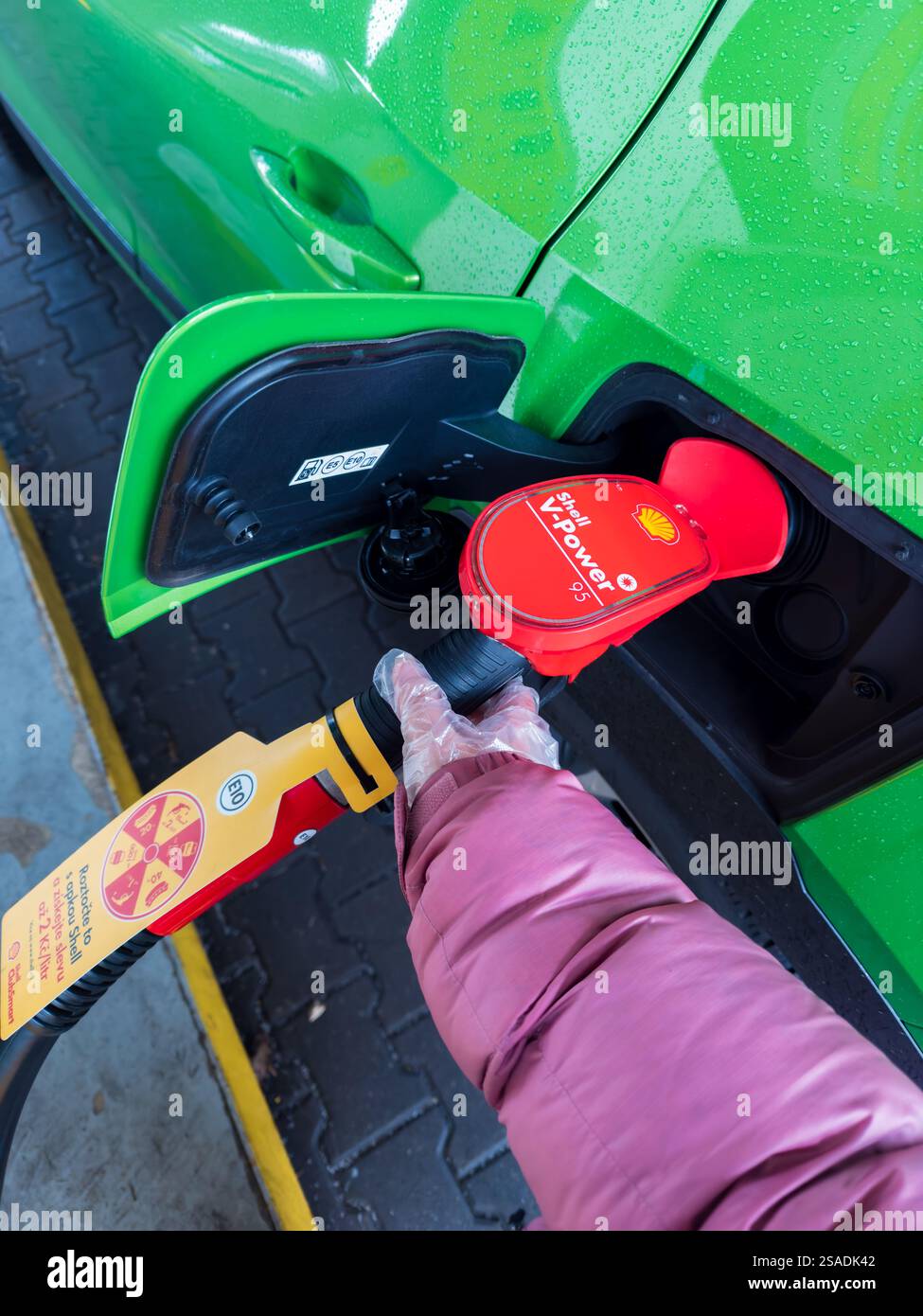 Prague, Czech republic - January 28, 2025: Refueling an Opel Mokka with ...