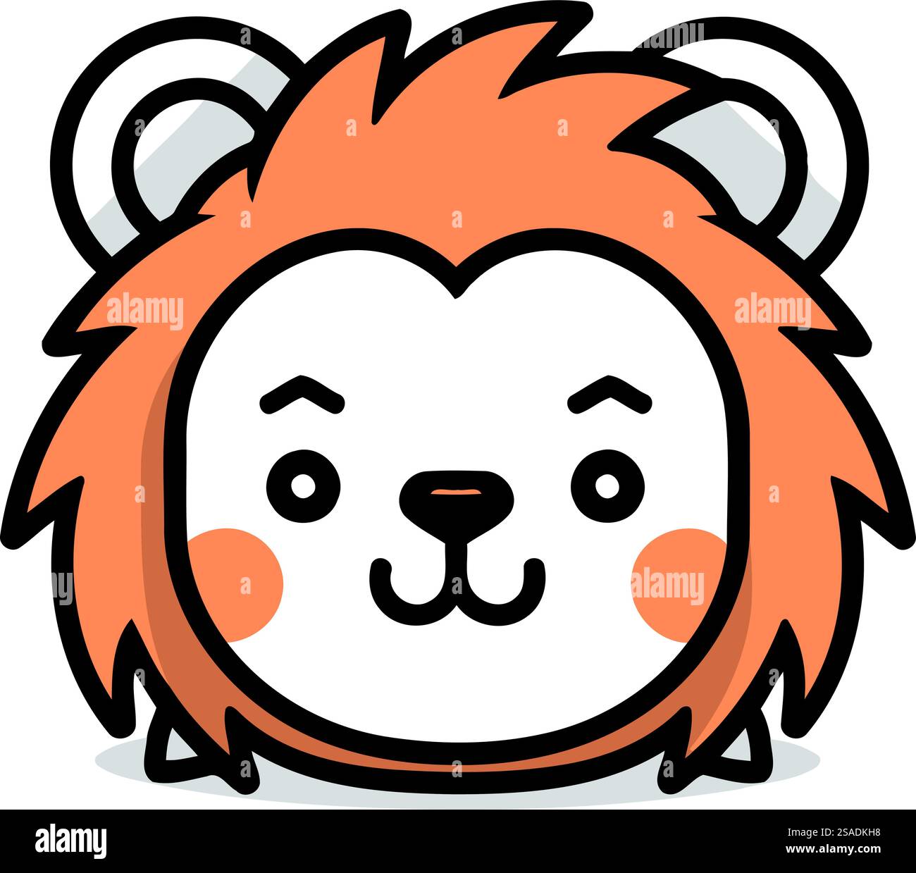 Lion Face Emoji Icon. Cute Animal Emoticon. Vector Stock Vector Image ...