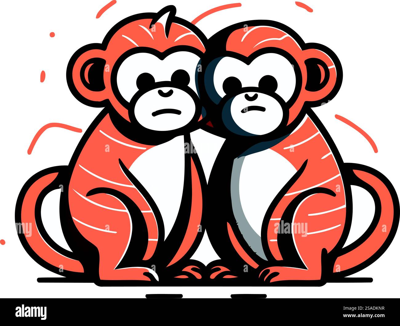Monkey couple in love. Vector illustration in flat cartoon style Stock ...