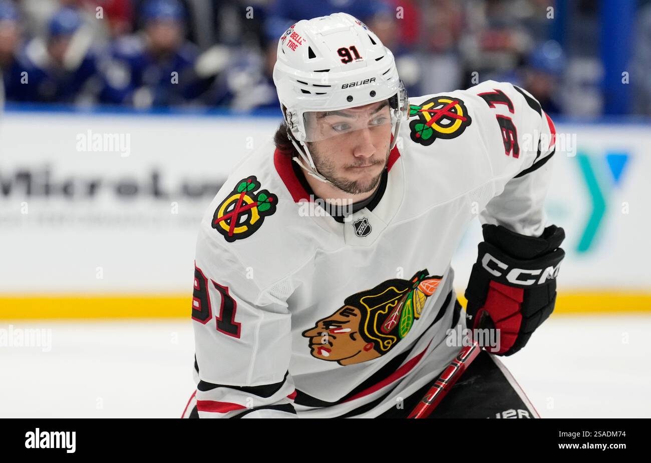 Chicago Blackhawks center Frank Nazar (91) against the Tampa Bay ...