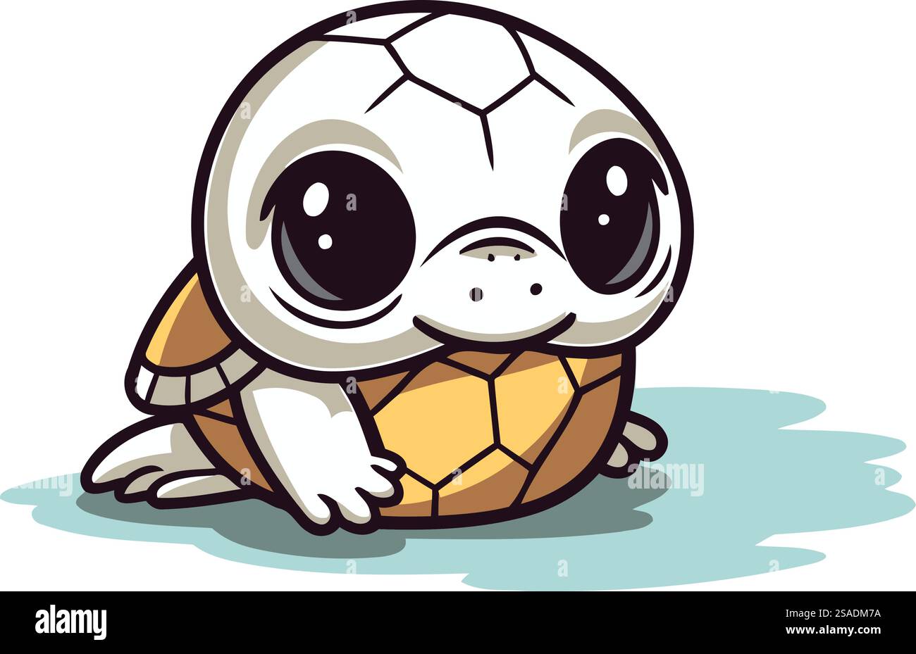 Cute baby turtle playing with a soccer ball. Vector illustration Stock ...