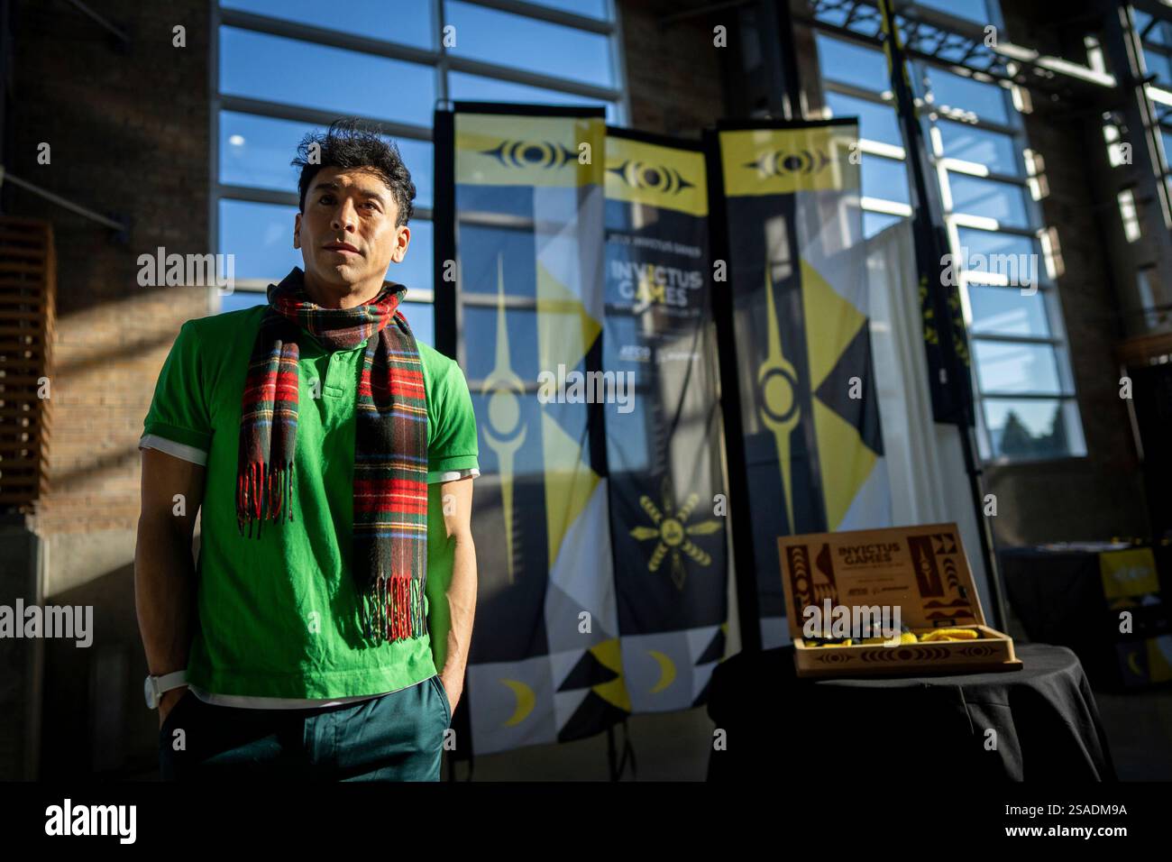 Medal designer Levi Nelson poses for a photo during an announcement for ...