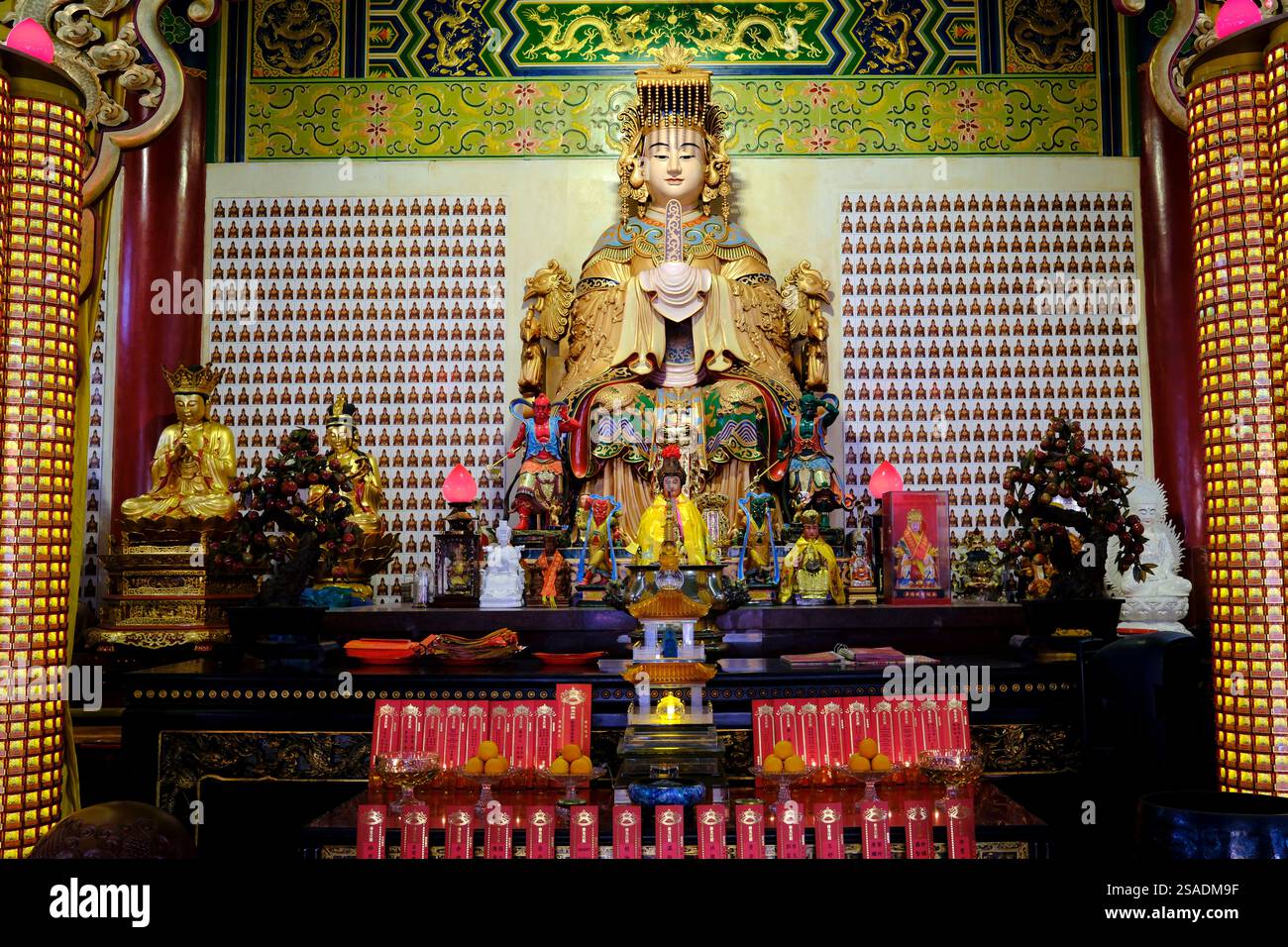Chinese Thean Hou Temple dedicated to the goddess Mazu and Guan Yin. Altar of Mazu, Goddess of ...