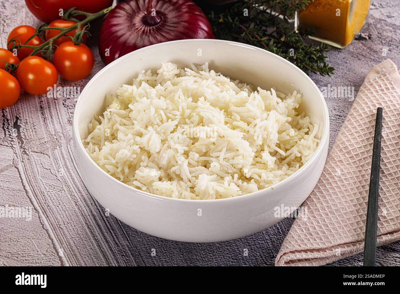 Indian cuisine Steamed basmati rice in the bowl Stock Photo - Alamy