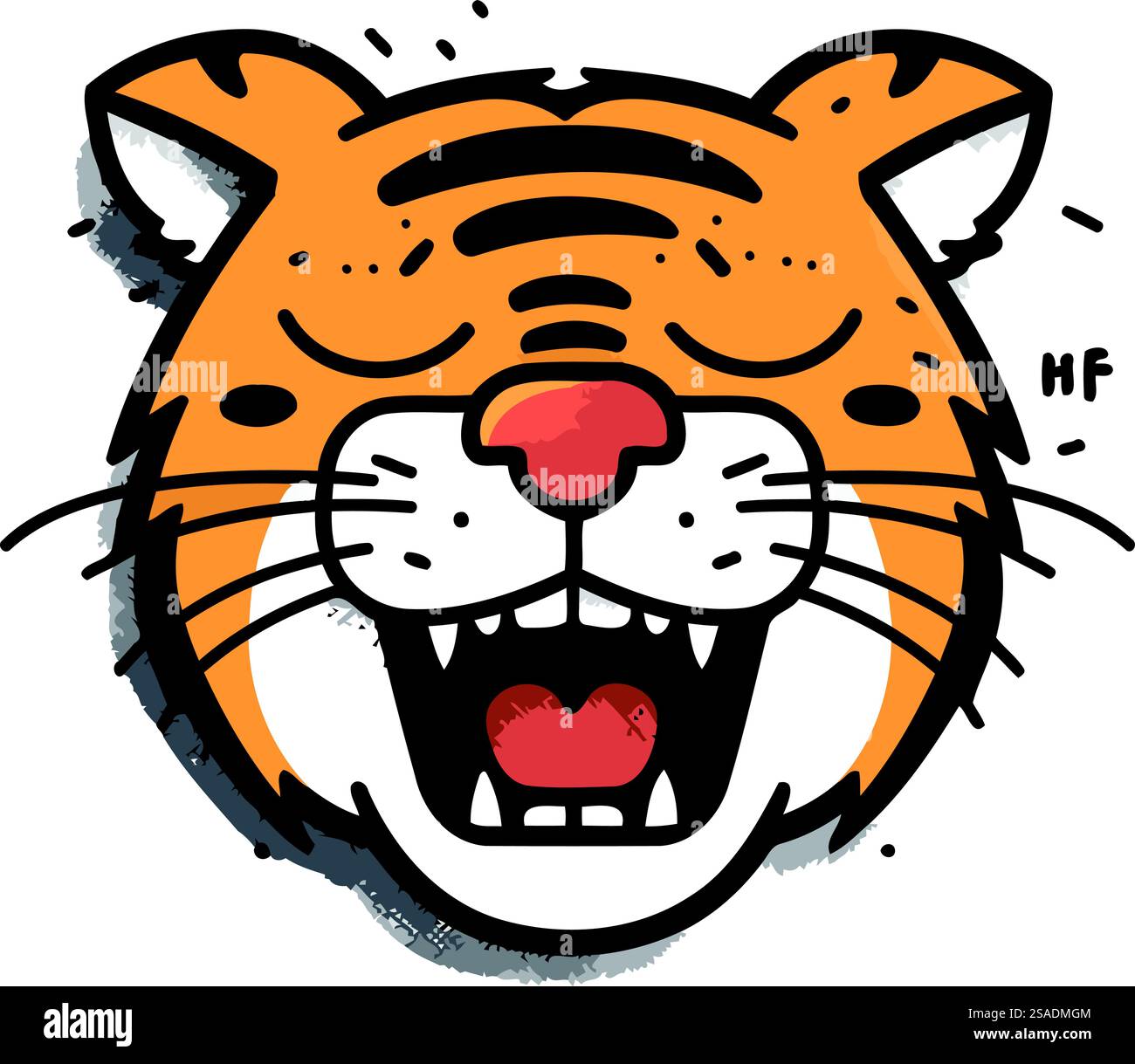 Cartoon tiger face. Vector illustration on white background. Isolated ...